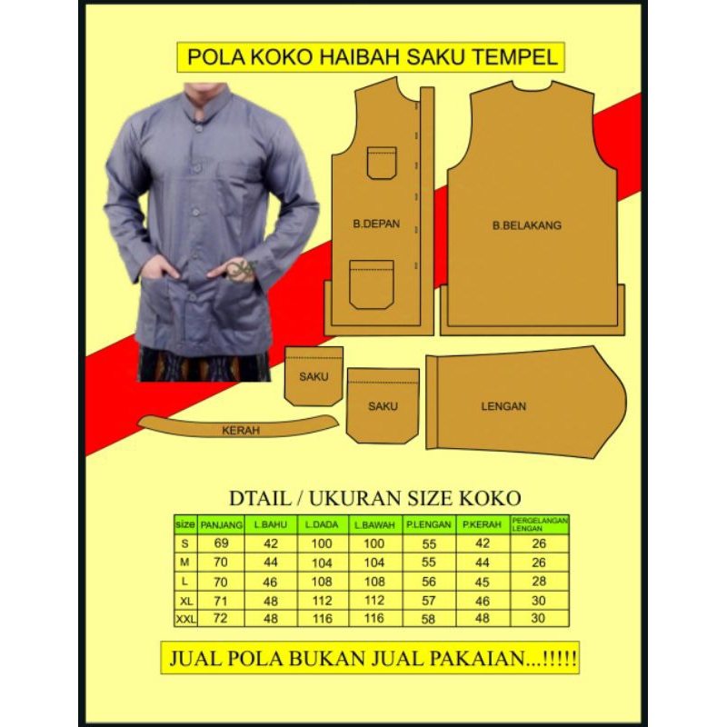 Jual POLA KOKO AMMU SAKU TEMPEL DEWASA | Shopee Indonesia
