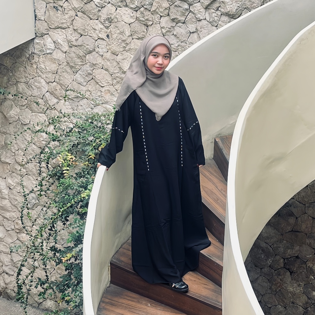 Jual Abaya Gamis Hitam Remaja Wanita Basic Dress Muslim Polos Syari ...