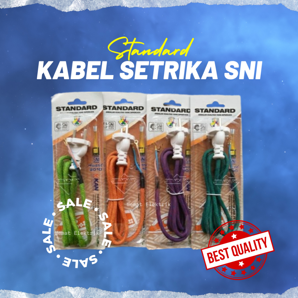 Jual Kabel Setrika Gepeng Standard 1,6 Meter SNI Colokan Setrikaan ...