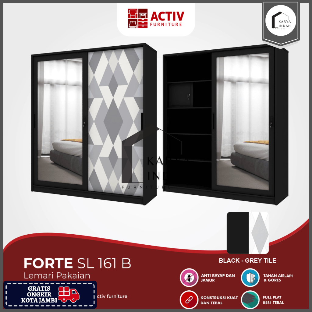 Jual Lemari Pakaian Besi FORTE SL 161 ACTIV STEEL - Lemari Plat Seng 2 ...
