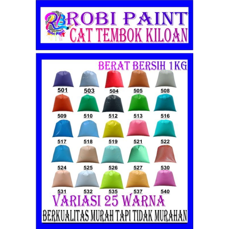Jual CAT TEMBOK KILOAN MURAH BERKUALITAS ISI 1KG KEMASAN PLASTIK ...