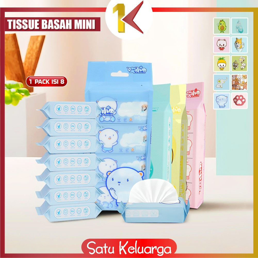 Jual SK-C949 Tissue Basah Mini Karakter Travel 8in1 / Tisue Basah Bayi ...