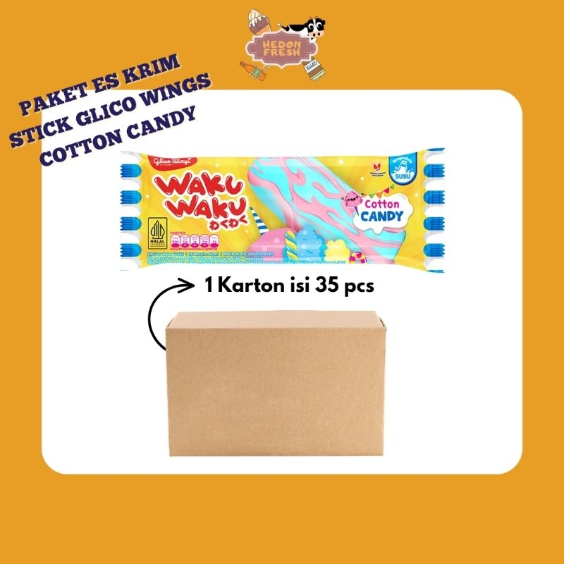 Jual Paket Es Krim Stik Glico Wings Waku-Waku Cotton Candy | Shopee Indonesia
