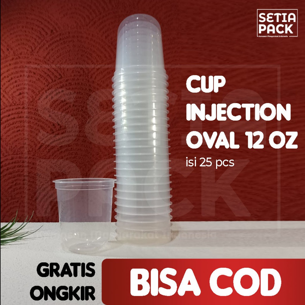 Jual Thinwall Cup Injection Tebal 12oz 380ml Oval Tutup Sambung ...