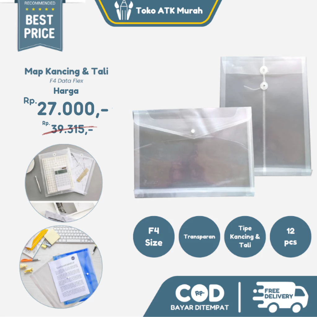Jual 1 PAK / 12 PCS Map Plastik Tali / Map Plastik Kancing | Shopee ...