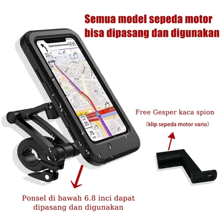 Jual Penyesuaian 360 derajat Phone Holder Motor Stand Sepeda Motor Anti Air Holder Stang Motor ...
