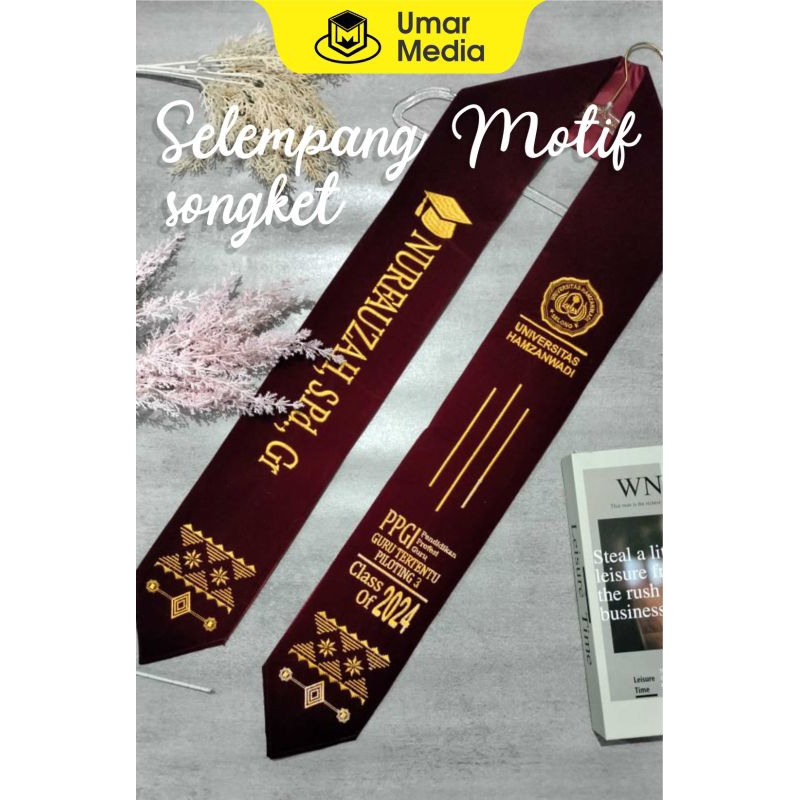 Jual Selempang Wisuda Bordir Tema Motif Songket Shash Graduation ...