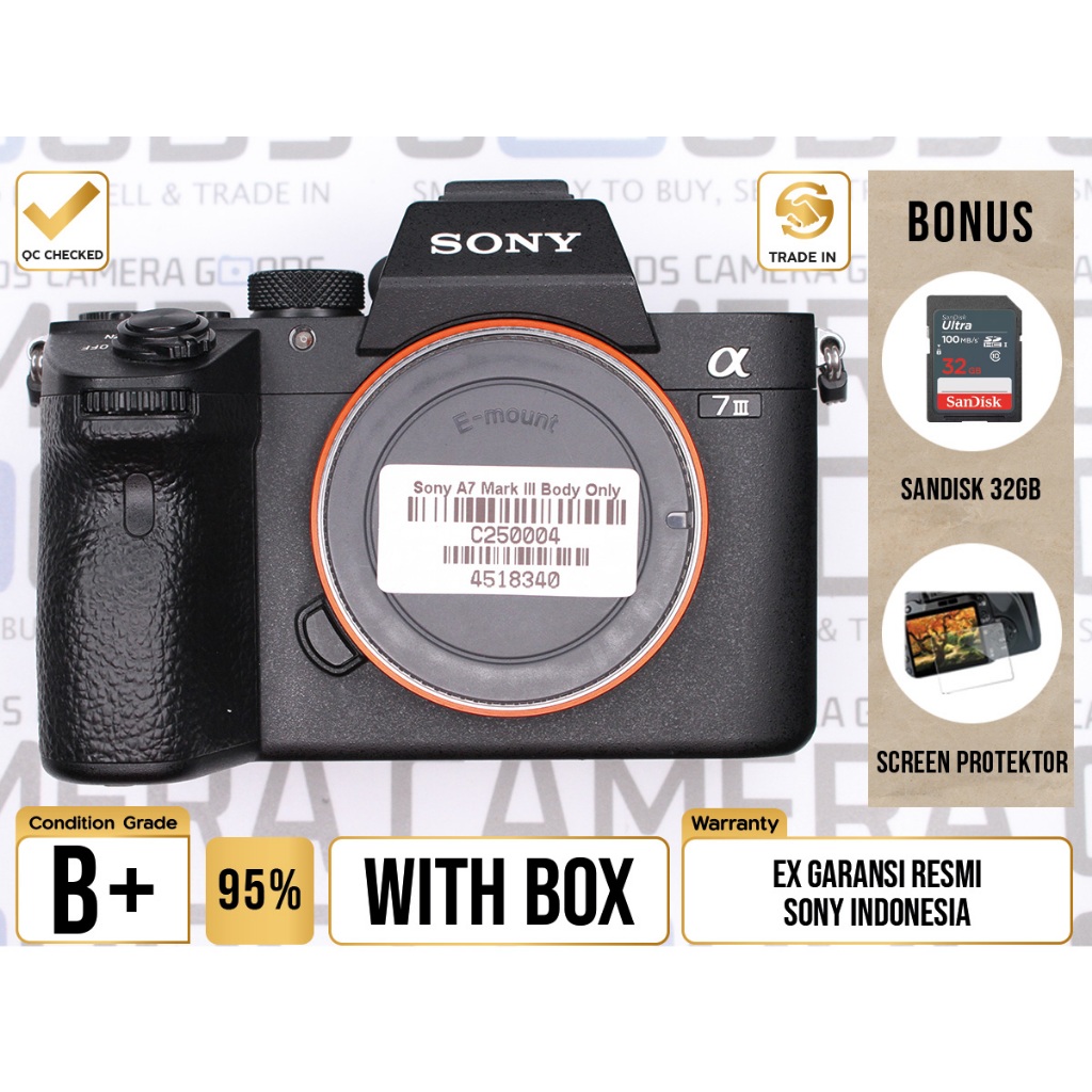 Jual Sony Alpha A7 Mark III A7III A73 Full Frame Camera - Grade B+ ...