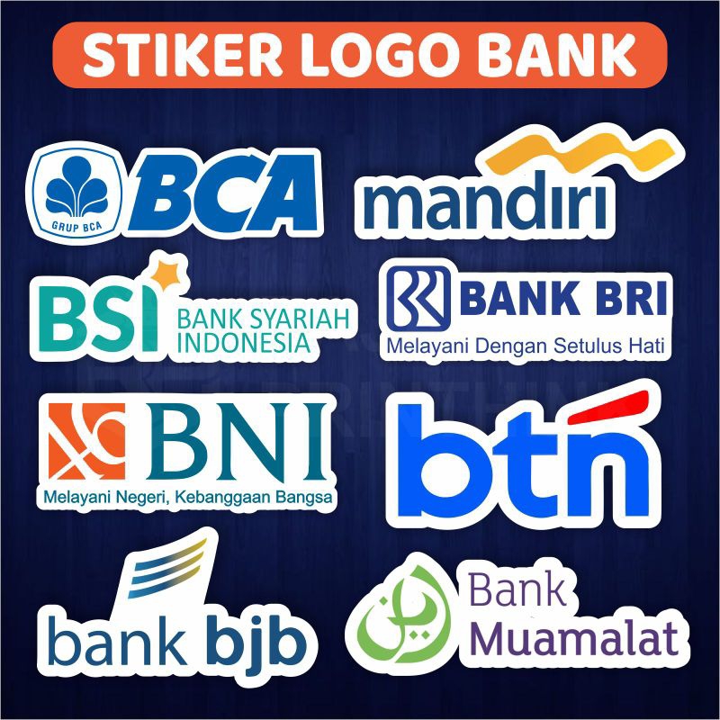 Jual Sticker Stiker Bank BCA Mandiri BRI BNI BSI BTN BJB Muamalat ...