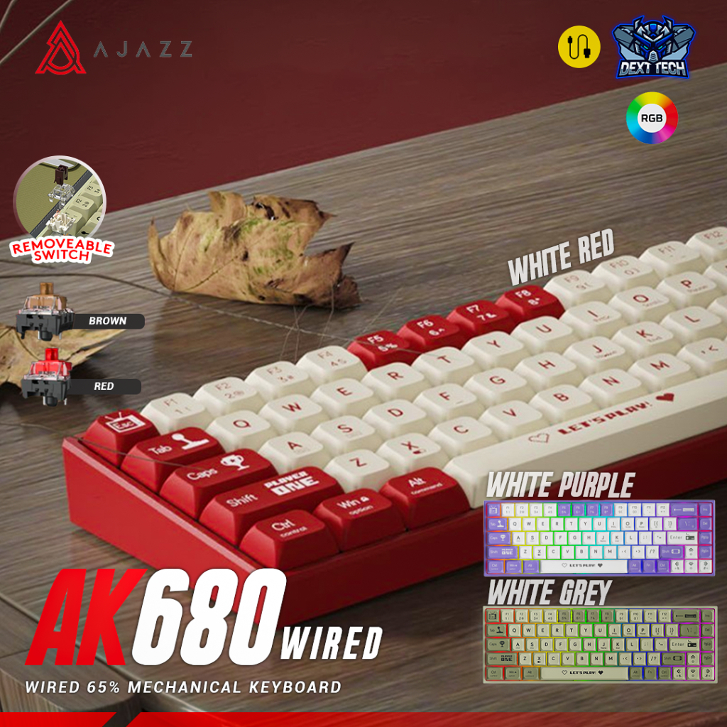 Jual Ajazz AK680 / AK 680 Dual Tone 65% RGB Mechanical Keyboard Wired ...