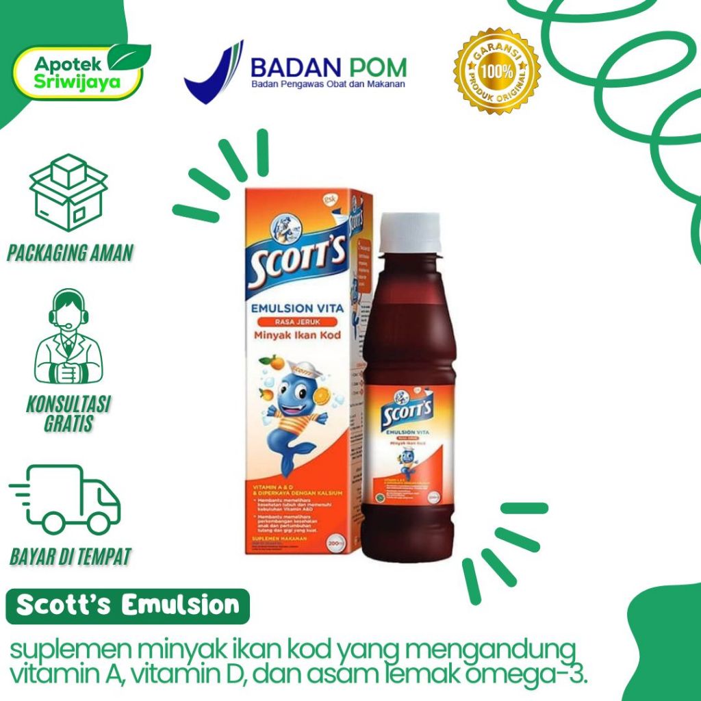 Jual Scott's Emulsion Vitamin Minyak Ikan Kod 200 ML | Shopee Indonesia