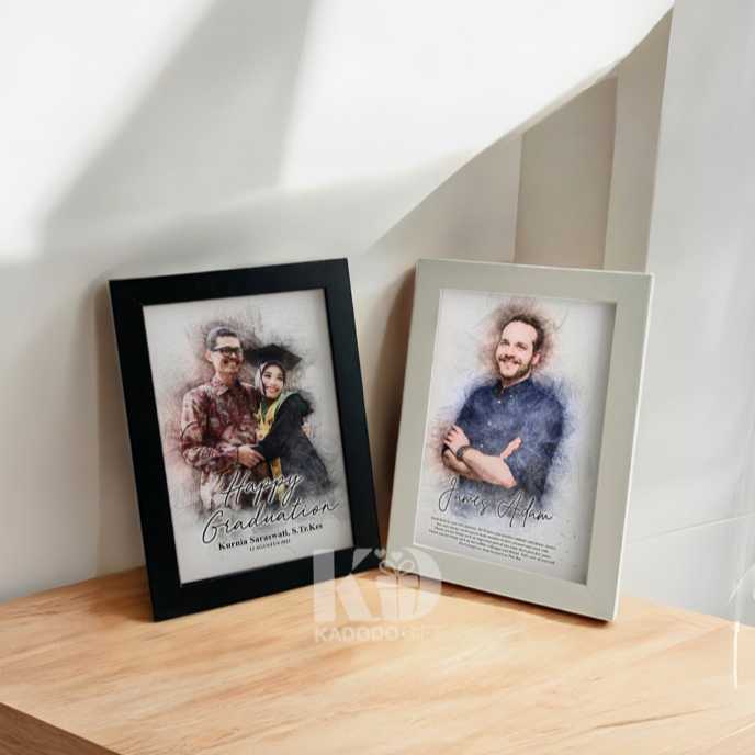 Jual (FREE BOX) Kado Bingkai Lukisan Sketsa Frame Bingkai Foto ...