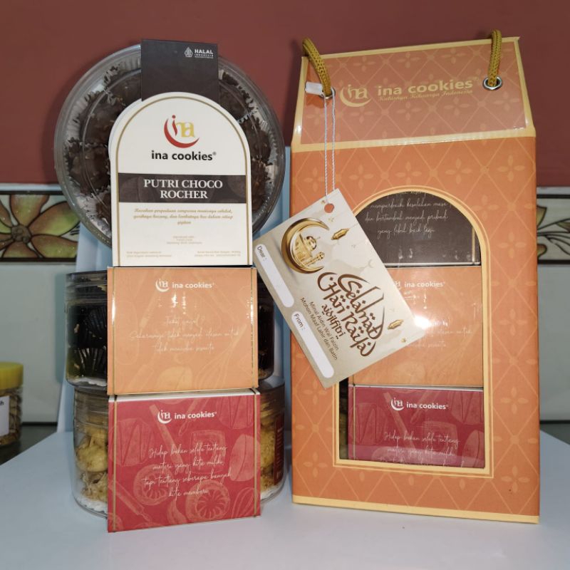 Jual Ina Cookies Hampers Gable Box isi 3 toples reguler mewah | Shopee ...