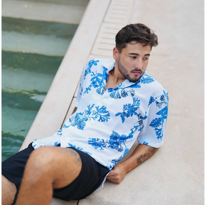 Jual BEACHWELL Kemeja Pantai Hawai - Blue Himalayan Shirt Limited ...