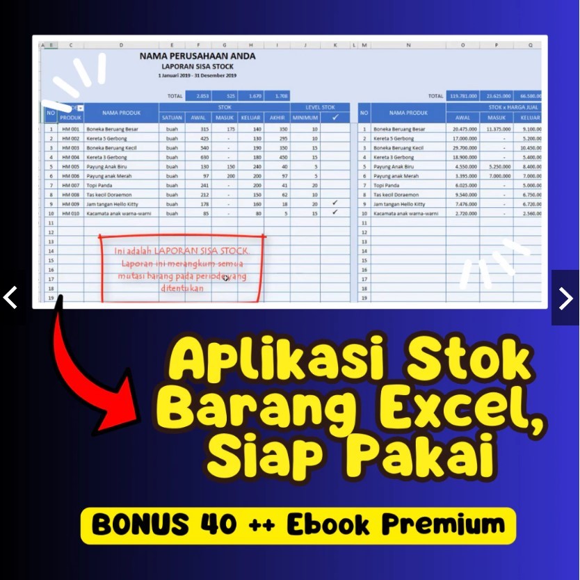 Jual Versi standar Aplikasi stok barang format excel siap pakaii | aplikasi stok barang ...