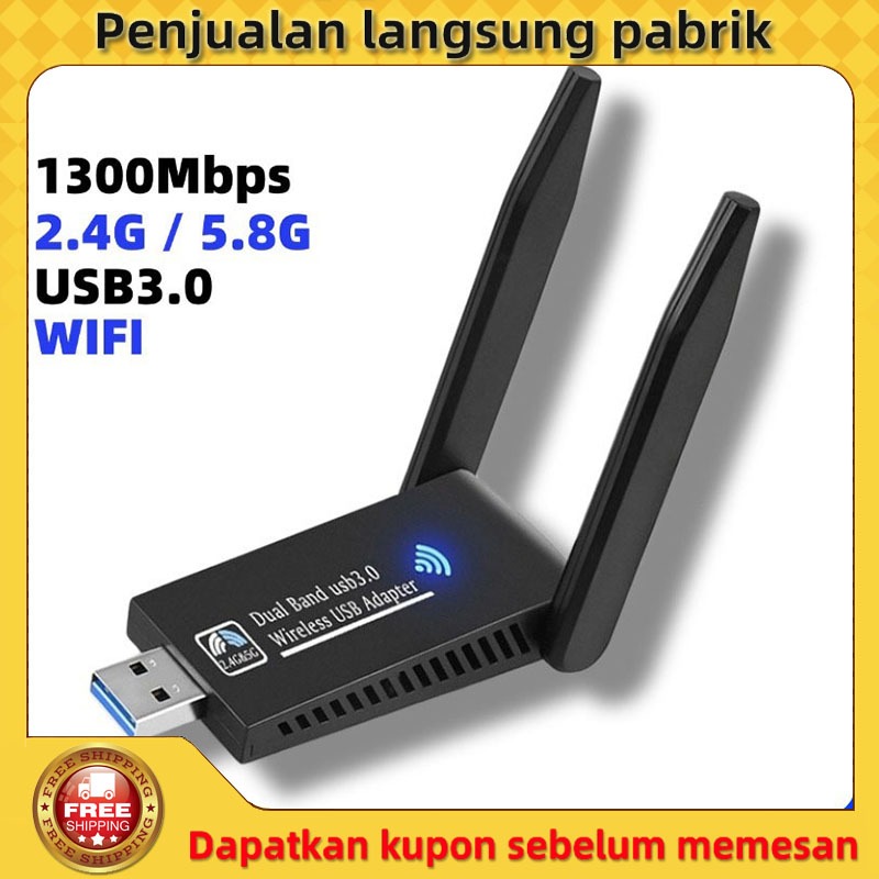Jual 【Titik pabrik】Shinkle【COD】 Adaptor WiFi USB 1300Mbps, Adaptor USB Nirkabel Dual Band 2.4/5. ...
