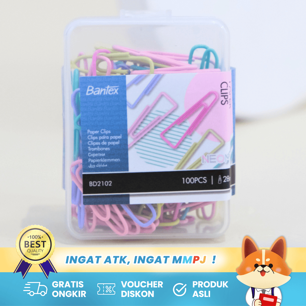 Jual Bantex Klip Kertas Warna-Warni 28mm Isi 100 PCS - Penjepit Kertas ...