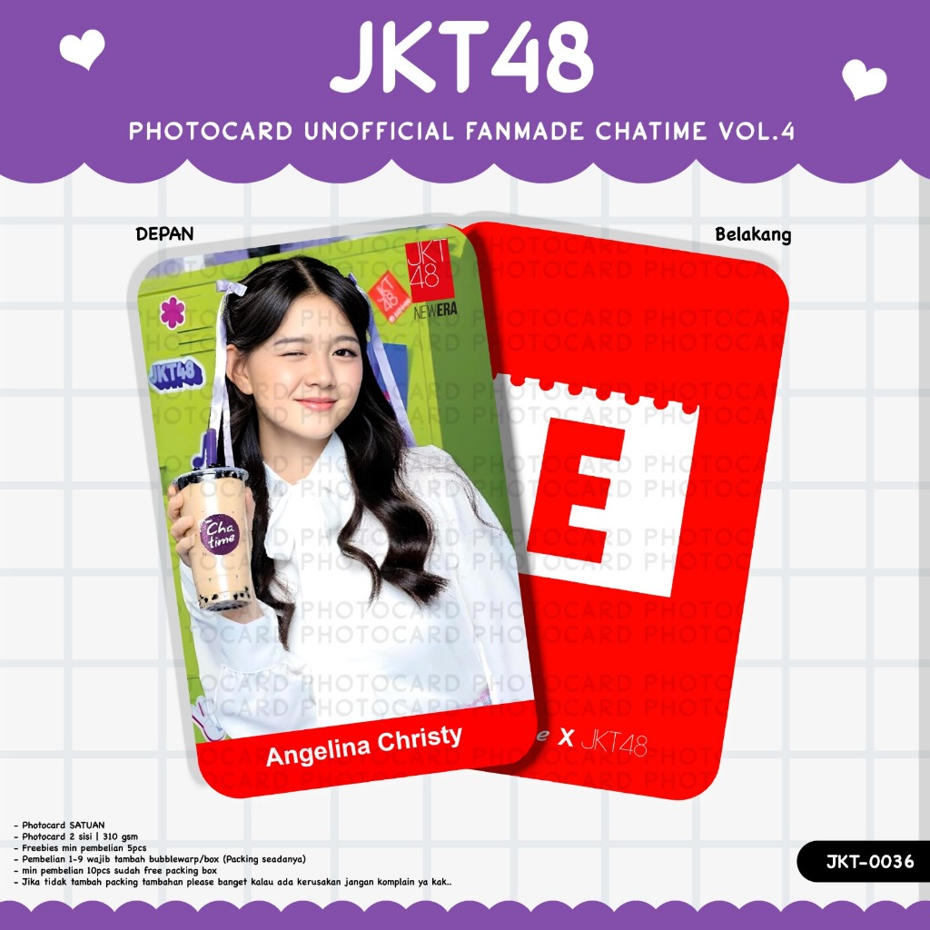 Jual PHOTOCARD JKT48 X CHATIME VOL.4 UNOFFICIAL BAHAN DOFF 2 SISI FANMADE KOLEKSI TERBARU ...