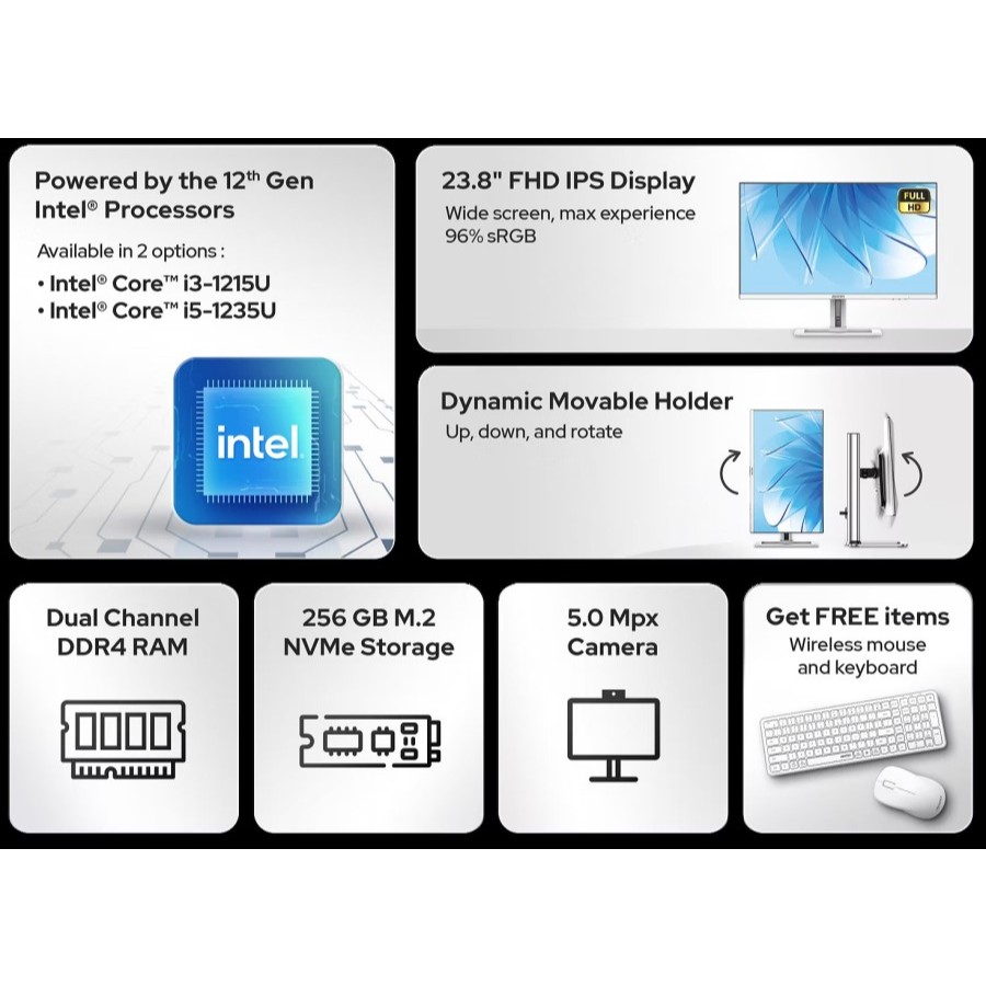 Jual AXIOO AIO HYPE FLEX 3+ I3 1220P 8GB 256GB 23.8FHD IPS | Shopee ...