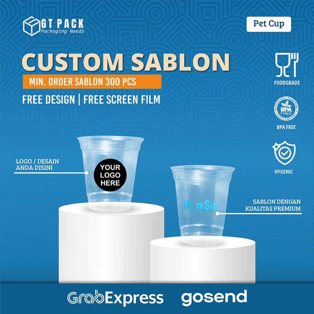 Jual Sablon Cup Plastik PET Datar 12 Oz | 11 gram | Shopee Indonesia