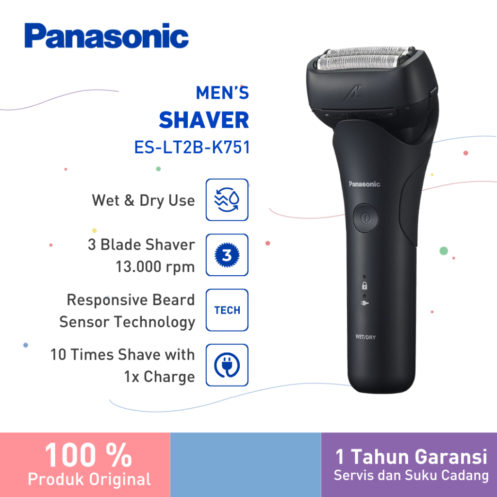 Jual Panasonic Alat Cukur Kumis & Jenggot Pria Elektrik / 3 Blade Shaver + Shaving Sensor Tech ...