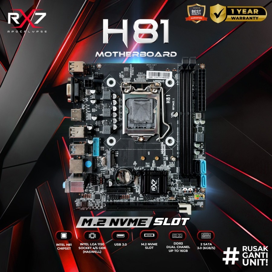 Jual Motherboard RX7 H81 LGA 1150 DDR3 Mainboard H81 SUPPORT NVME | Shopee Indonesia