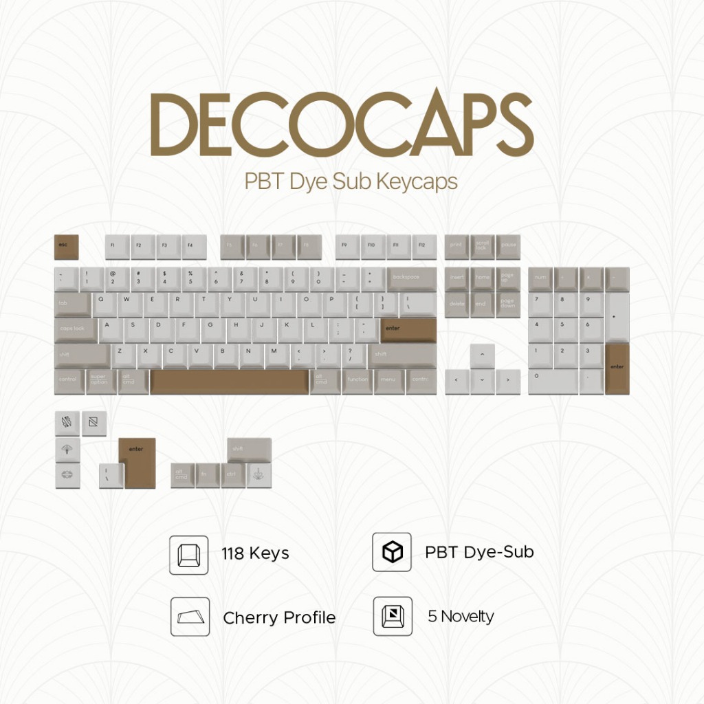 Jual Noir Decocaps Keycaps - PBT Dyesub Cherry Profile 118 keys ...