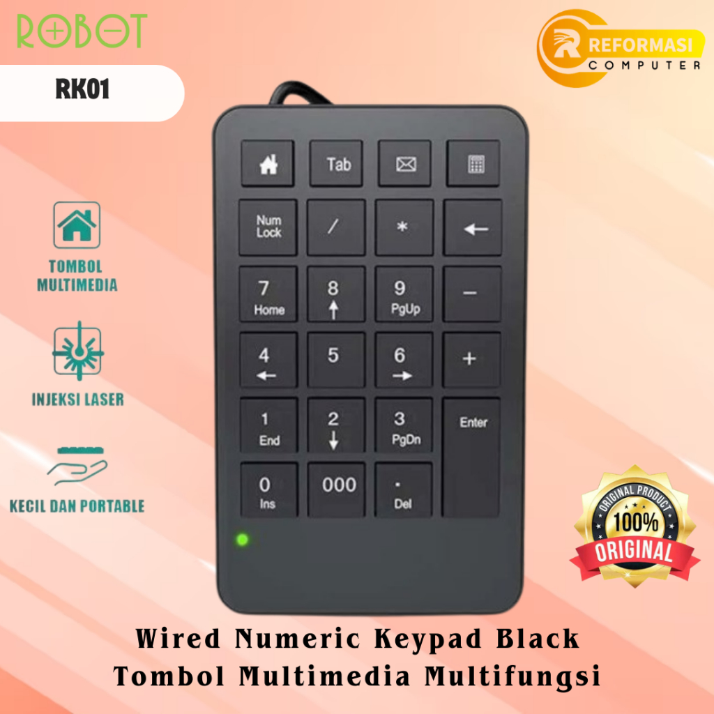 Jual ROBOT RK01 Wired Numeric ROBOT Keypad Black Tombol Multimedia ...