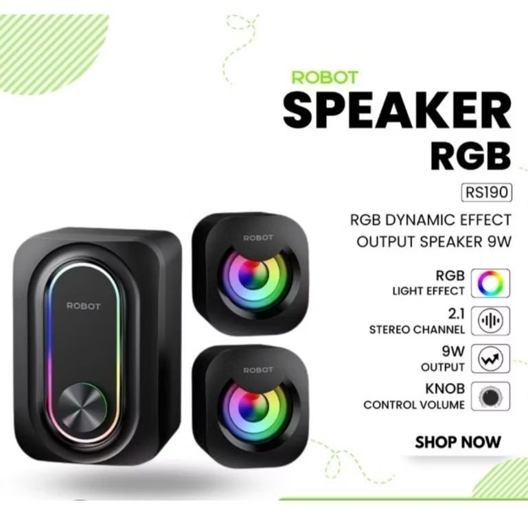 Jual ROBOT RS190 Speaker Gaming 2in1 Subwoofer with RGB Lighting for PC ...