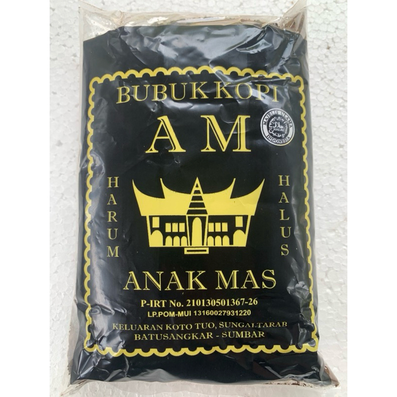 Jual Kopi Bubuk Hitam AM (Anak Mas) 180 gram, Sumatra Barat/ tanpa gula ...