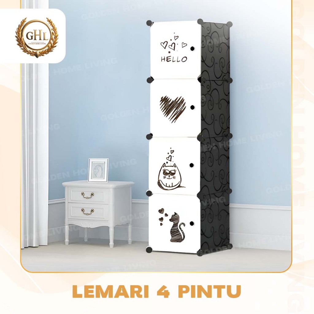 Jual Ghl-Lemari Pakaian Plastik PVC 4 Pintu / Lemari Serbaguna Rangka ...