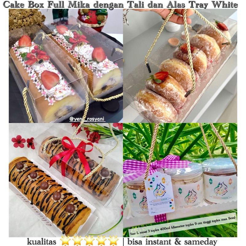 Jual Kotak Kue Mika + Tali Gold dan Alas Box Mika Brownies / Bolu ...