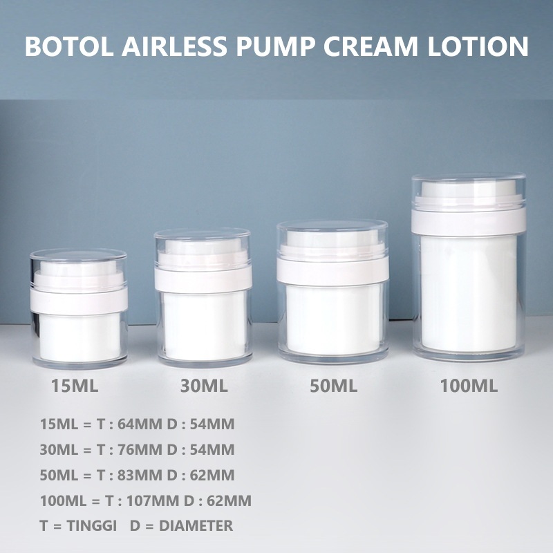 Jual Botol Airless Pump Cream Lotion Airless Jar Pot Vacuum Cream ...