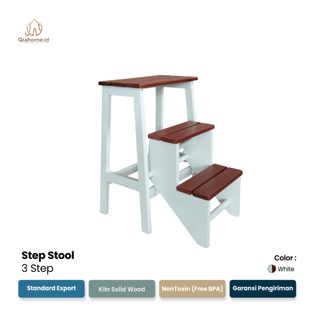 Jual QIAHOME STEP STOOL KAYU Kursi Tangga Kayu Lipat Step Stool Folding ...