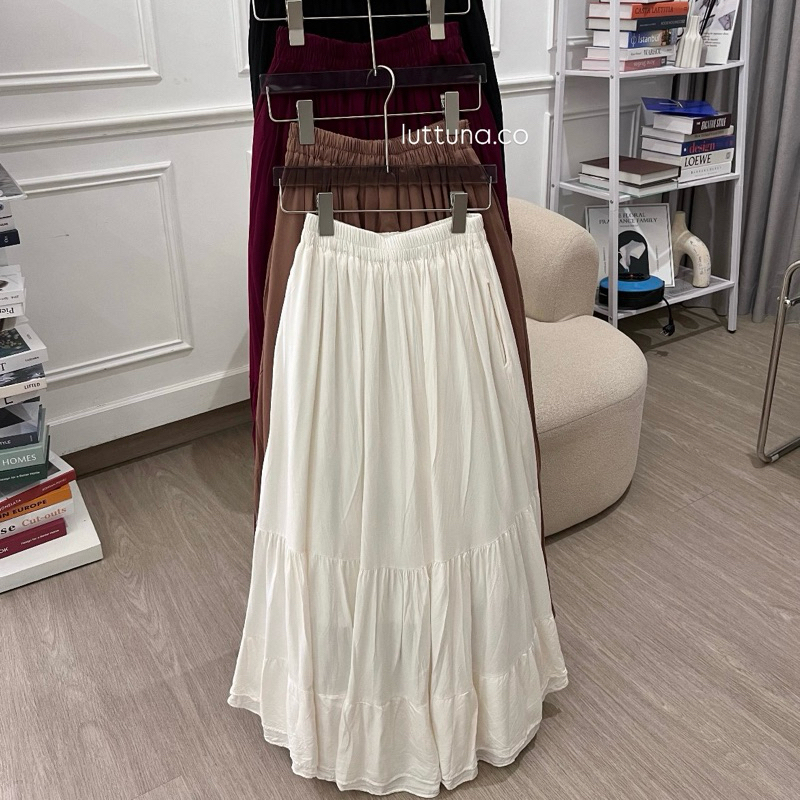 Jual BASIC SKIRT || Flowy skirt by Luttuna || Rok panjang korea || Rok ...