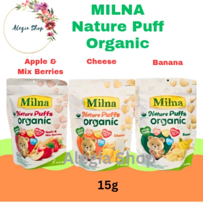 Jual Milna Nature Puff Organic Snack Camilan Bayi 15 g Murah | Shopee ...