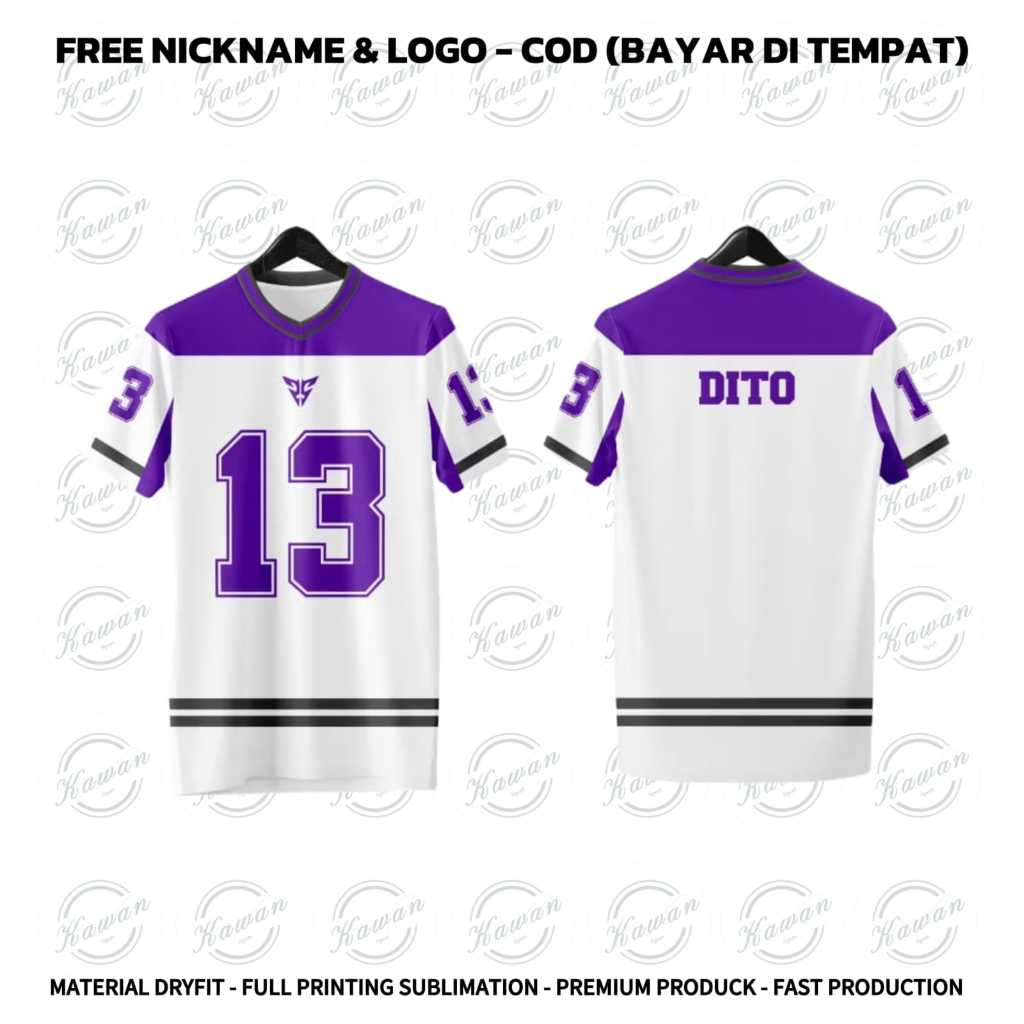 Jual BAJU JERSEY SULTAN SQUAD UNGU DITO- FREE NICKNAME DAN NUMBER ...