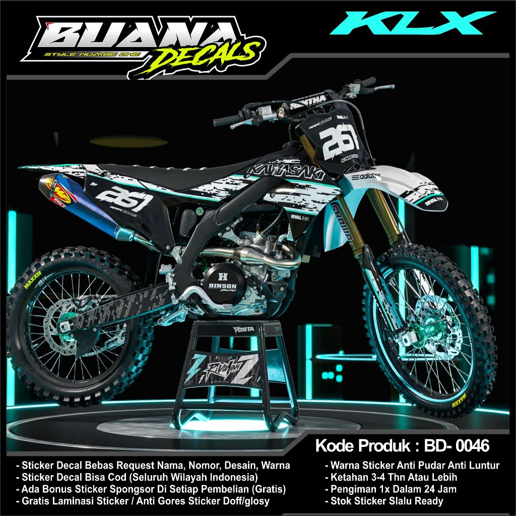 Jual bd 0046 decal sticker motor klx all series blue line full body ...
