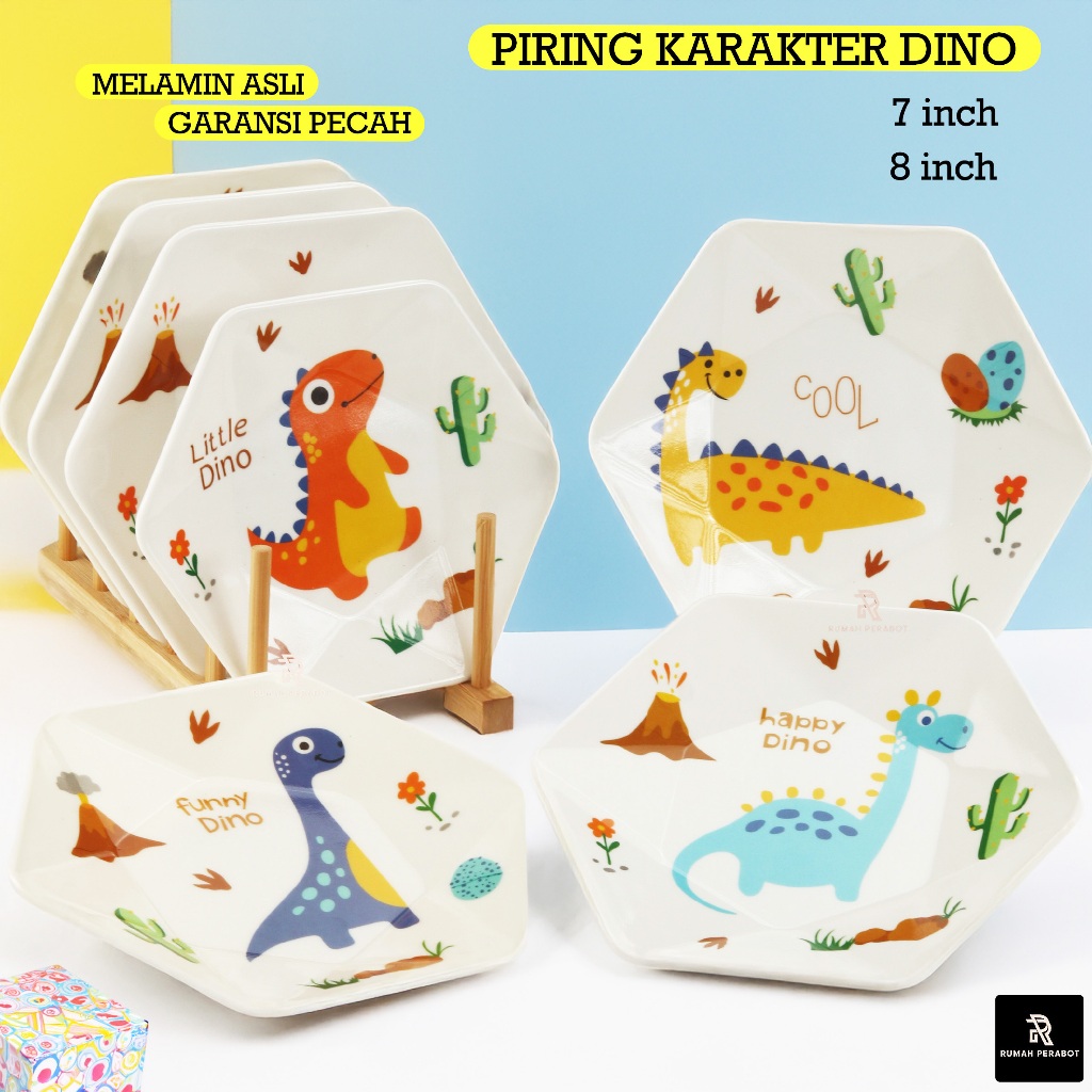 Jual Piring Melamin Anak Karakter Dino Lucu Piring Saji Souvenir Motif ...