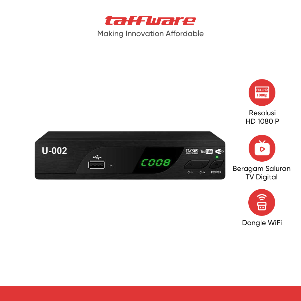Jual Taffware Set Top Box TV Digital HD 1080P YouTube H.264 DVB-T2 - DZ ...