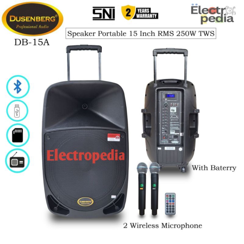 Jual Speaker Portable 15 Inch DusenBerg DB15A / DB 15A Bluetooth TWS FM Radio | Shopee Indonesia