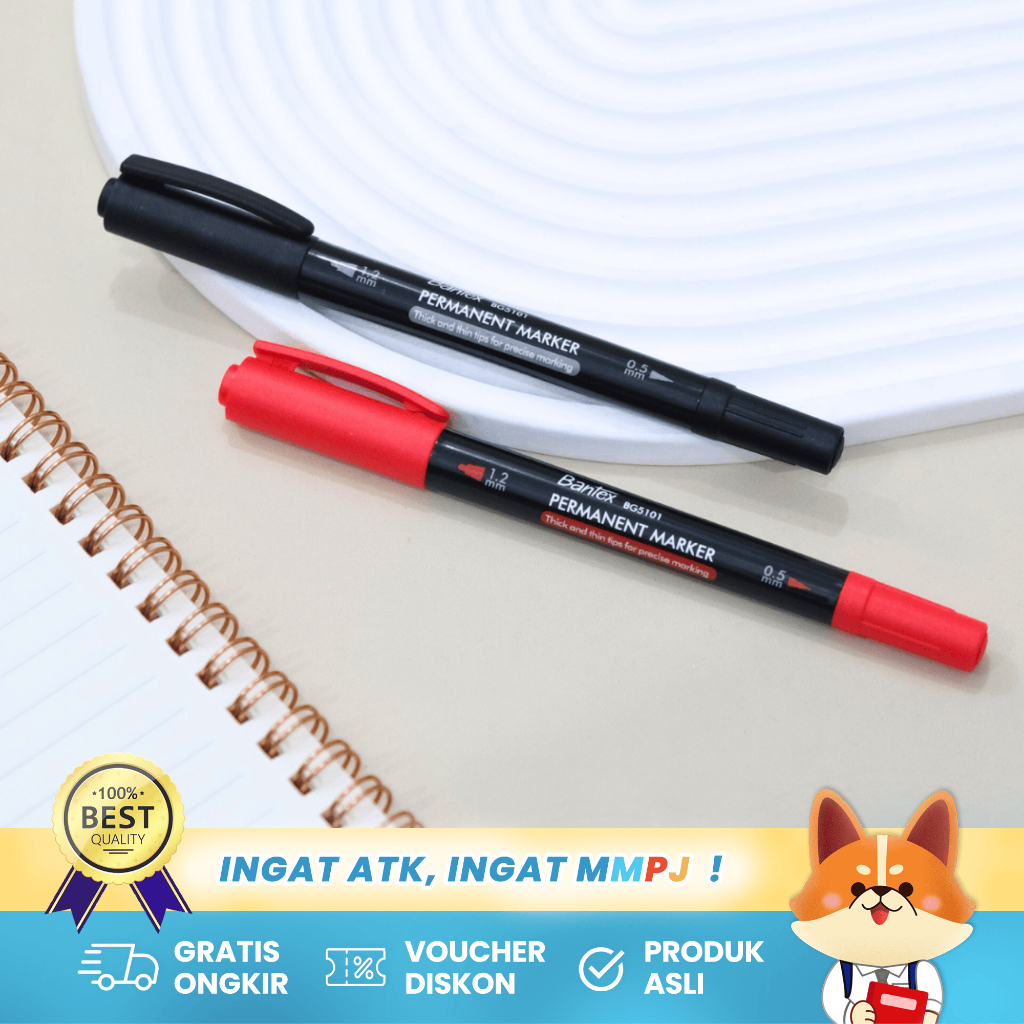 Jual Bantex Pulpen Spidol / Pen Marker Dual-Tip 0.5mm & 1.2mm - Tinta ...