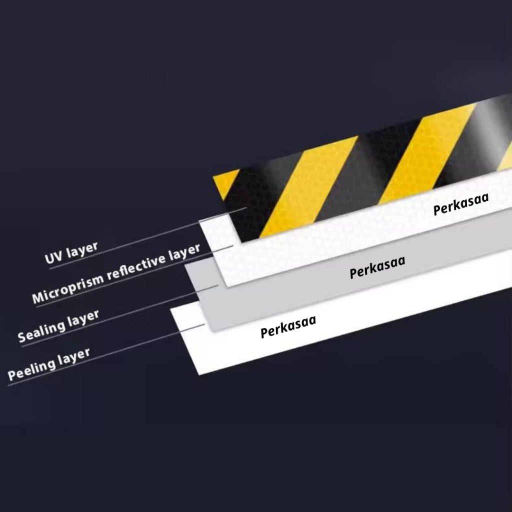 Jual Stiker Reflektor Motif Miring PET 5cm x 5 meter Hitam Kuning ...