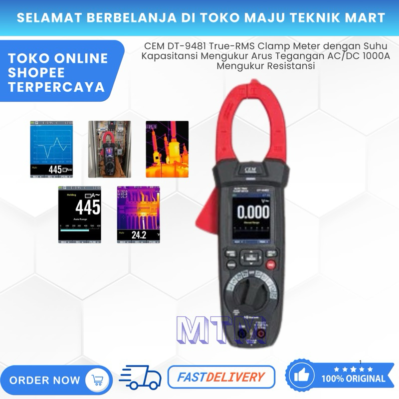Jual CEM DT-9481 True-RMS Clamp Meter dengan Suhu Kapasitansi Mengukur ...