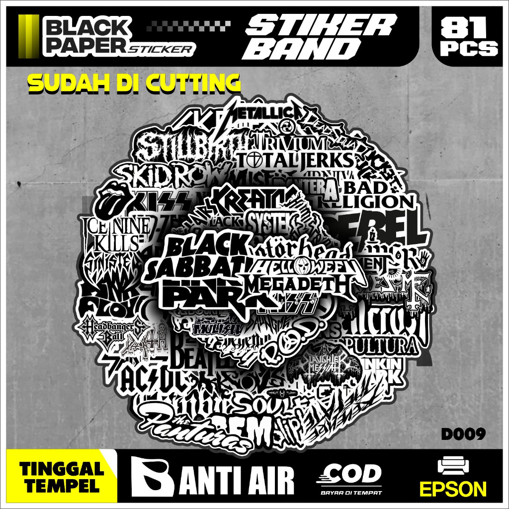 Jual Stiker band metal hitam putih 81pcs stiker case stiker aesthetic ...