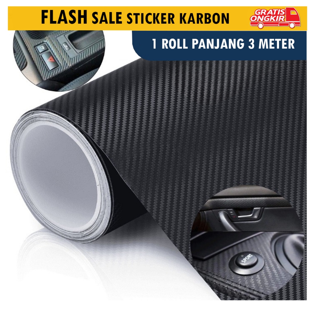 Jual 1 Roll Sticker Skotlet Carbon 3D Panjang 3 Meter L 45cm Doff ...