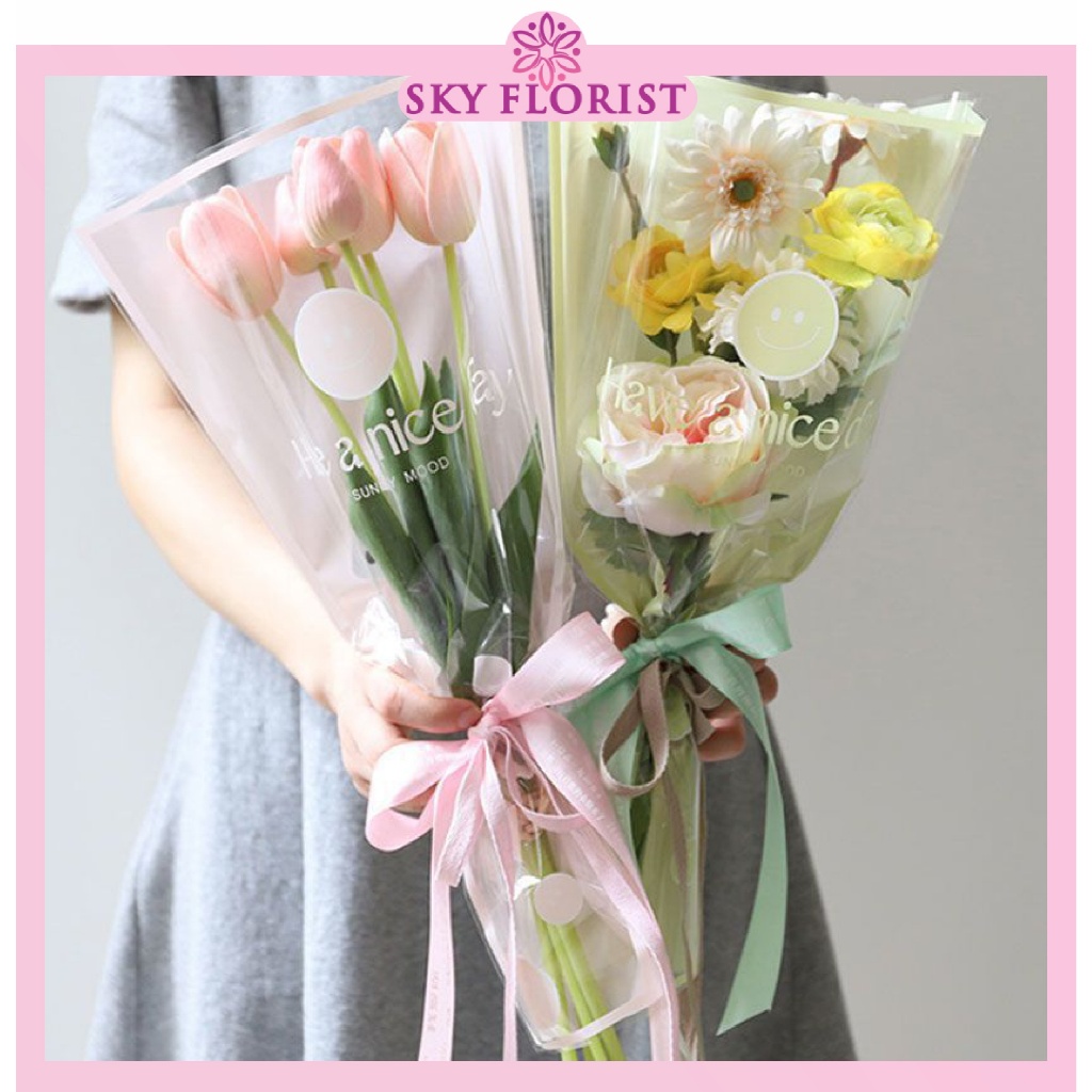 Jual SKY 50 Lembar Kertas Pembungkus Buket Satu Bunga Mawar Cellophane ...