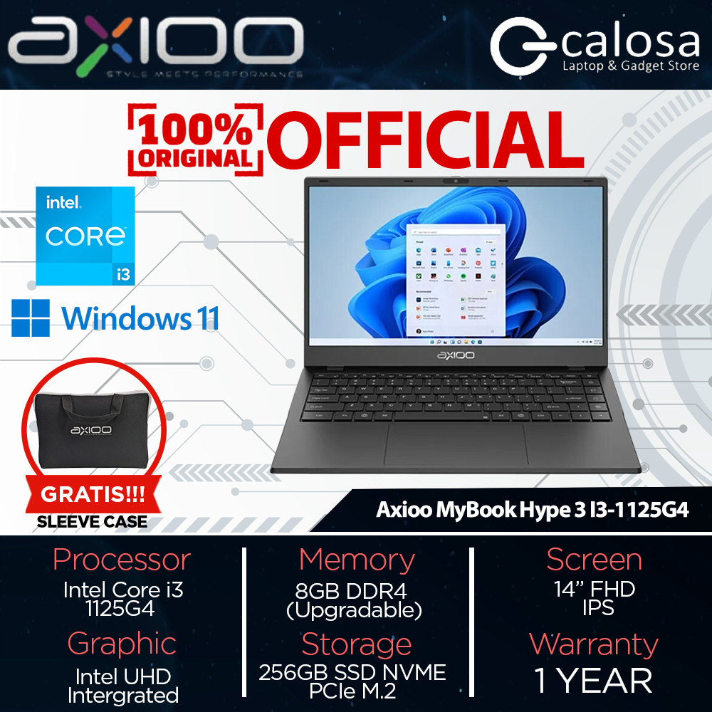 Jual Axioo MyBook Hype 3 G11 Intel Core i3-1125G4 RAM 8GB SSD 256GB Windows 11 | Shopee Indonesia