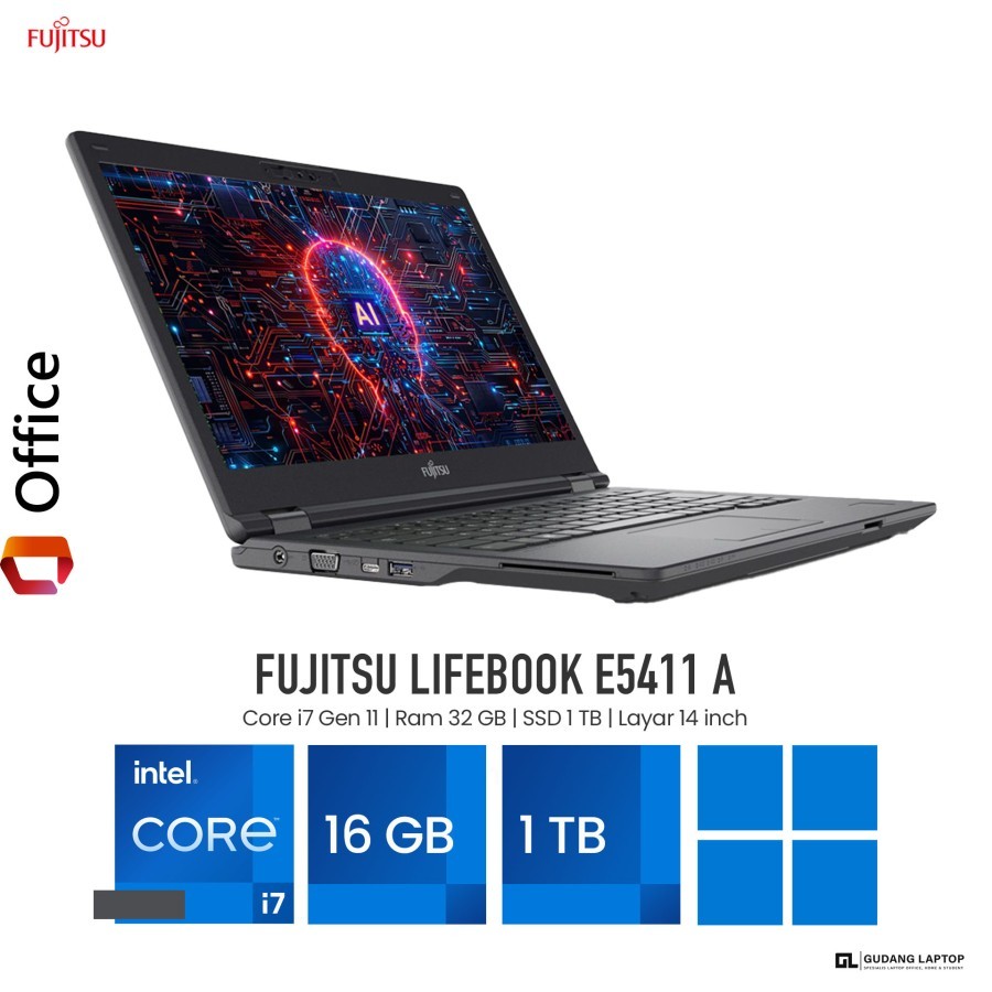 Jual Laptop Fujitsu lifebook E5411 A Core i7 Gen 11 Ram 32 GB SSD 1 TB Layar 14 inch | Shopee ...
