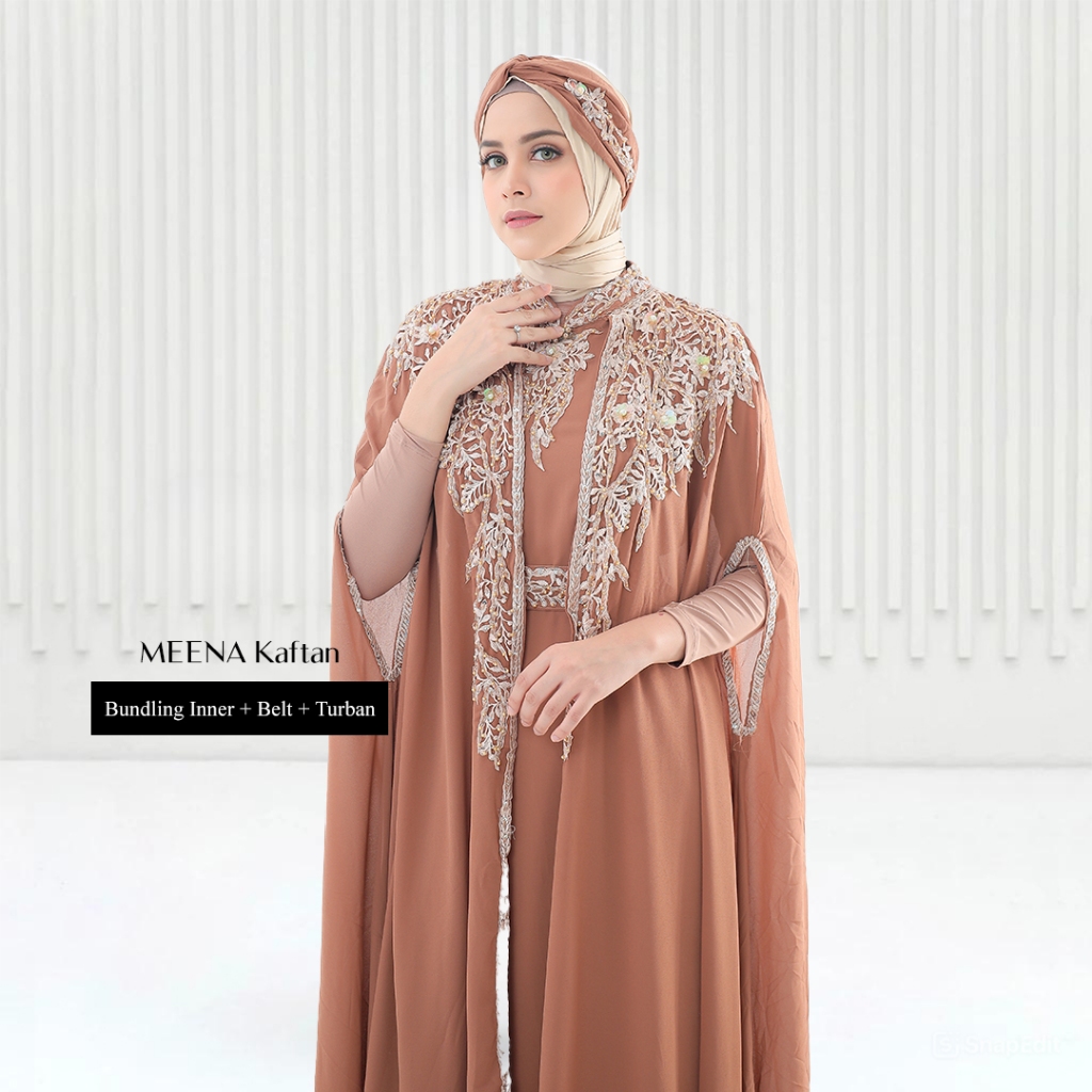 Jual [NEW | BISA COD] Meena Kaftan Set (Gamis Lebaran Kondangan Premium ...